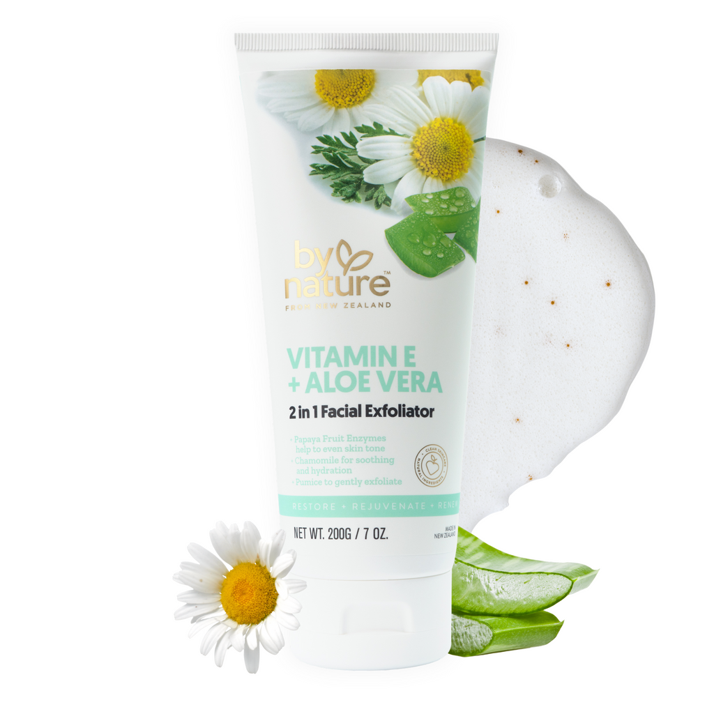 Vitamin E + Aloe Vera 2 in 1 Facial Exfoliator – By Nature Skincare Global